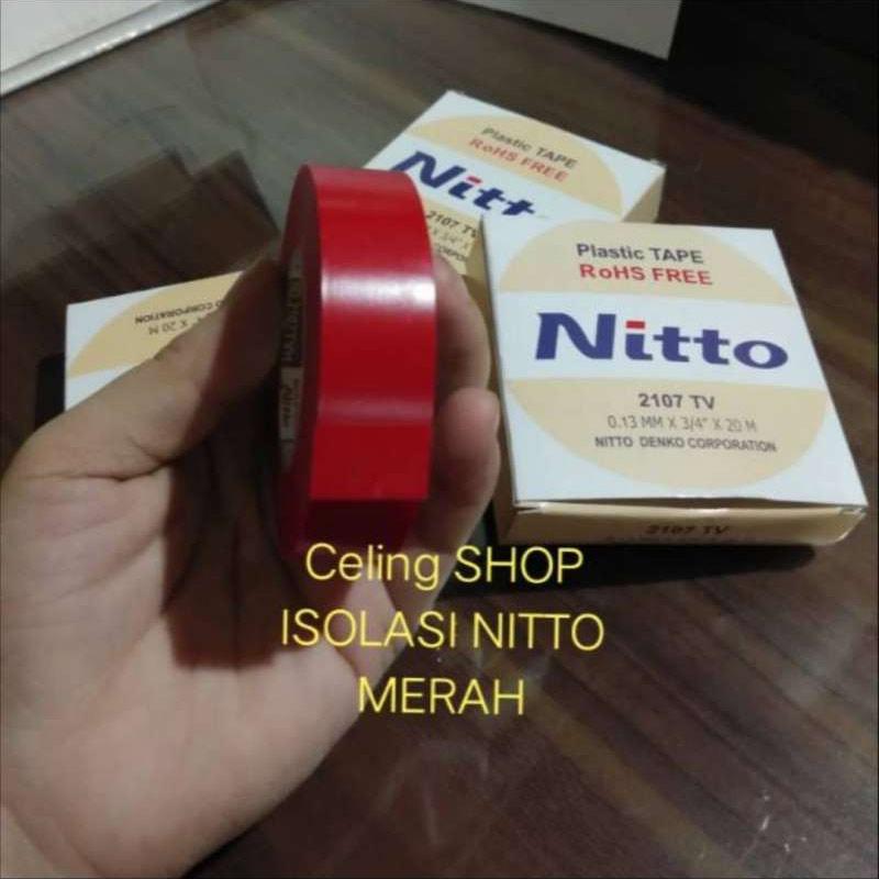 Promo isolasi NITTO MERAH isolatip selotip lakban kabel listrik warna ...