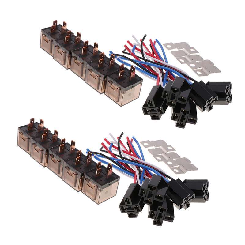 Promo 10 Pieces 12V SPST 4 Pin Automotive Relay with 4 Wires Harness ...
