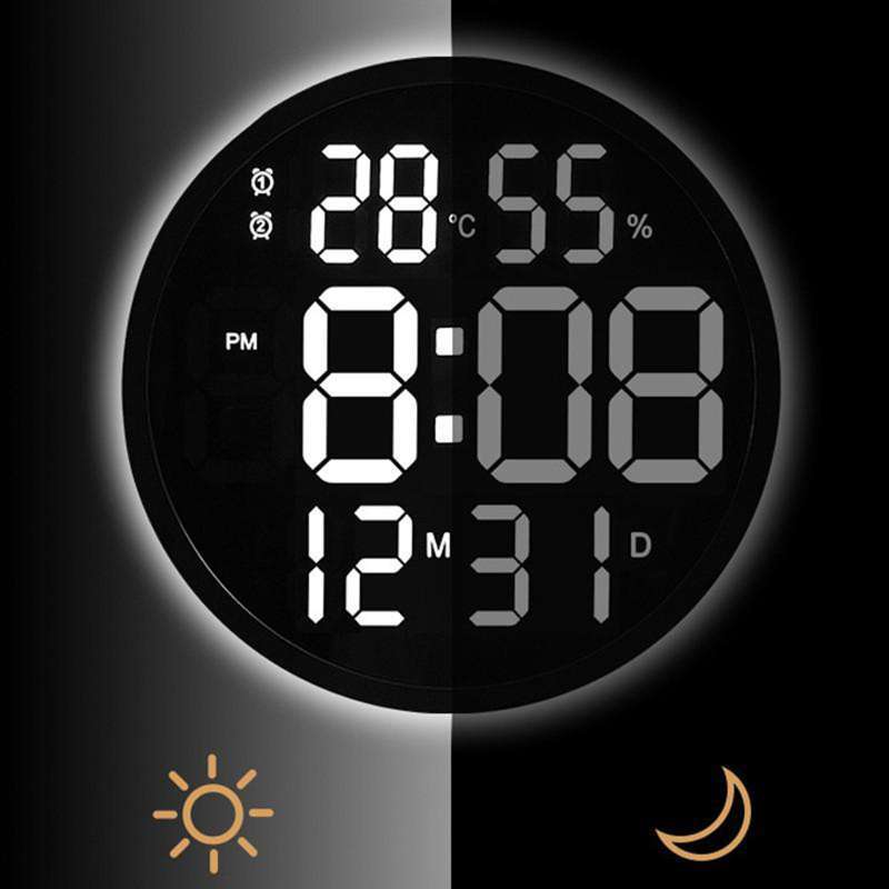 Jual Luminous Digital Wall Clock Temperature Humidity Display Clocks ...