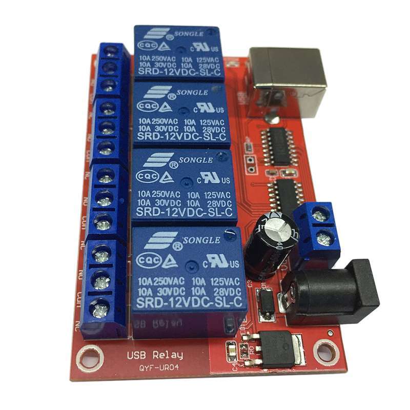 Jual 12v+5v Dc 4 Ch Relay Module Programmable Computer Control Usb ...