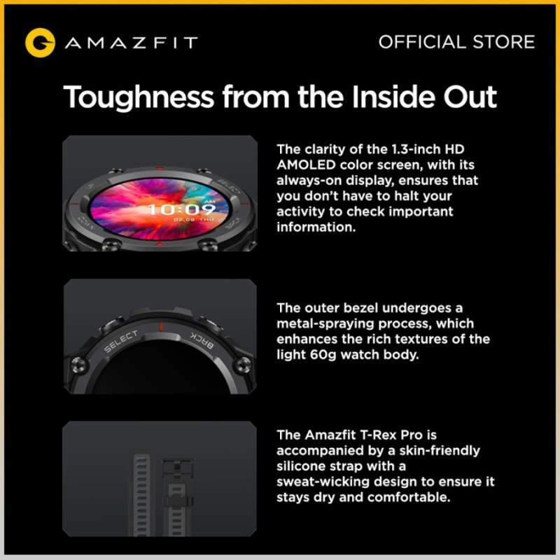Jual Amazfit T-rex Pro Smart Watch Sport Military Grade Amoled Smartwatch Trex Pro Garansi Resmi ...