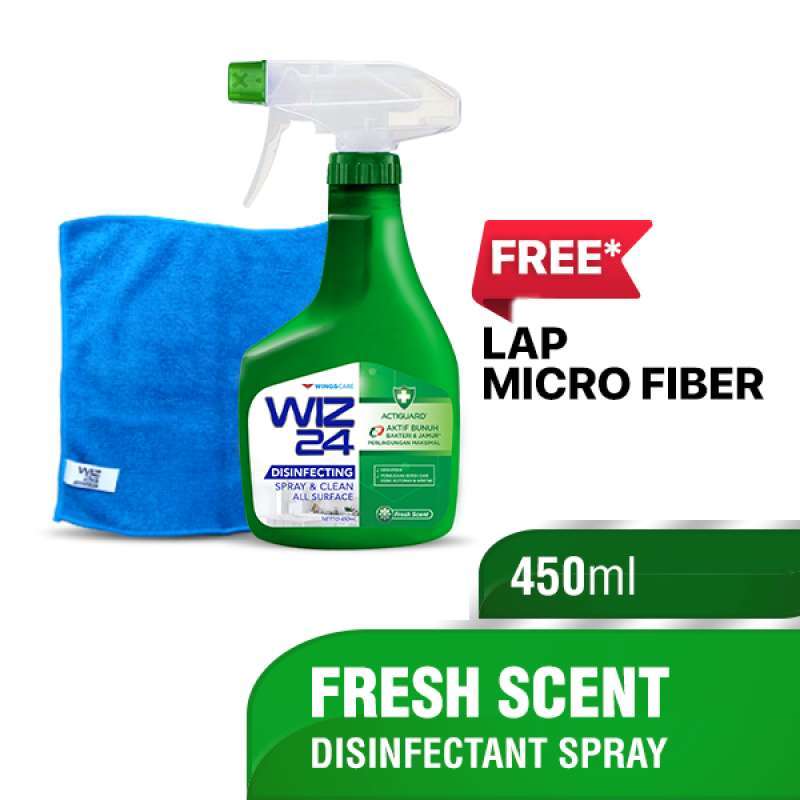 Jual WIZ 24 Disinfectant Spray & Clean All Surface Fresh Scent [450 mL ...
