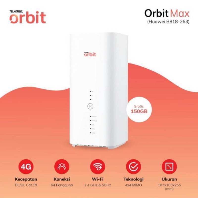 Jual Orbit Max Huawei B818 - 263 free kuota 150GB Modem 4G Router Wifi ...