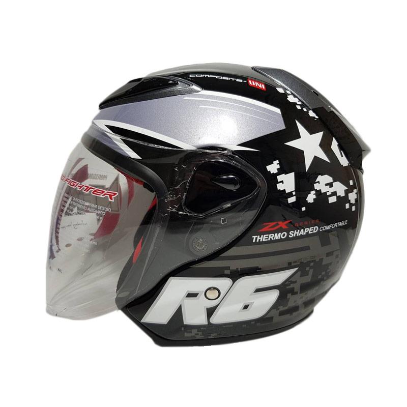 Jual NHK R6 Pixel Helm Half Face - Black Silver di Seller Master Helmet ...