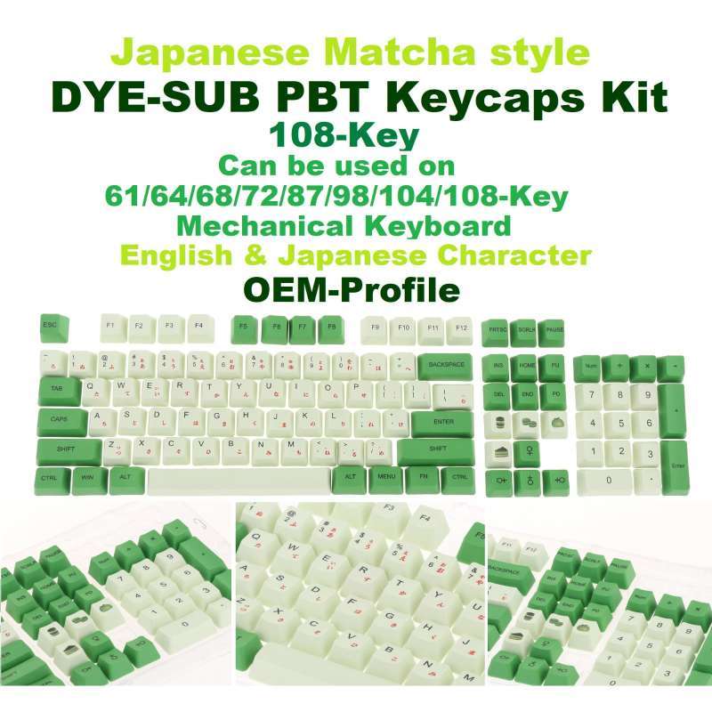 Jual 108 Keys Pbt Keycaps Oem Profile Suitable For Any Size Mechanical ...