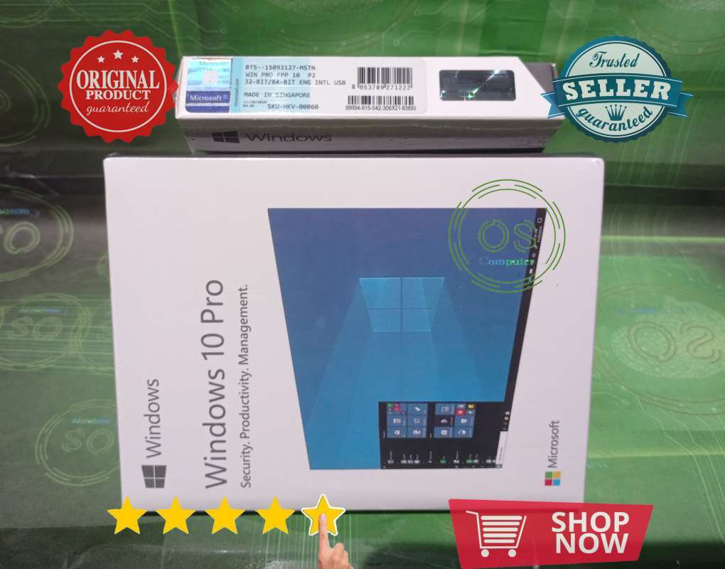 Promo Windows 10 Pro Fpp Fullset Box 32bit/64bit Include Usb Original ...