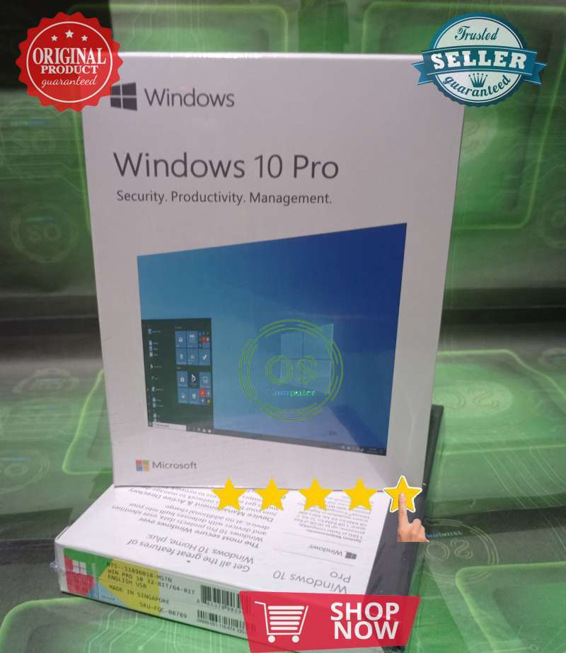 Promo Windows 10 Pro Fpp Fullset Box 32bit/64bit Include Usb Original ...