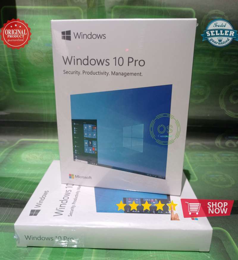 Promo Windows 10 Pro FPP Fullset Box 32bit/64bit include USB Original ...