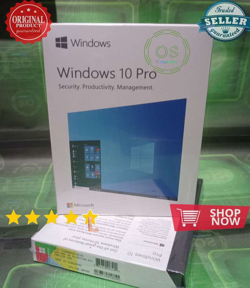 Promo Windows 10 Pro Fpp Fullset Box 32bit/64bit Include Usb Original ...