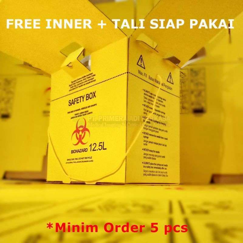 Jual Safety Box 12 5 Liter Biohazard Free Inner+tali Komplit Safety Box ...