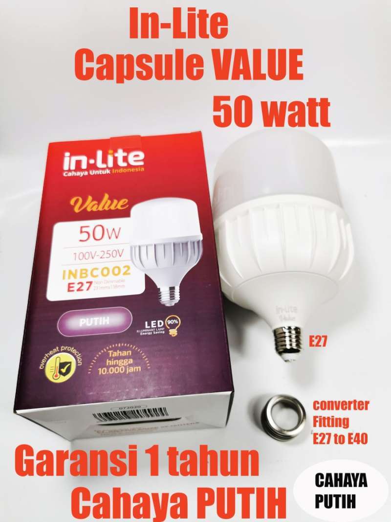 Promo cahaya PUTIH VALUE lampu capsule led 50w merk in-lite in lite grs 1 th Diskon 19% di ...