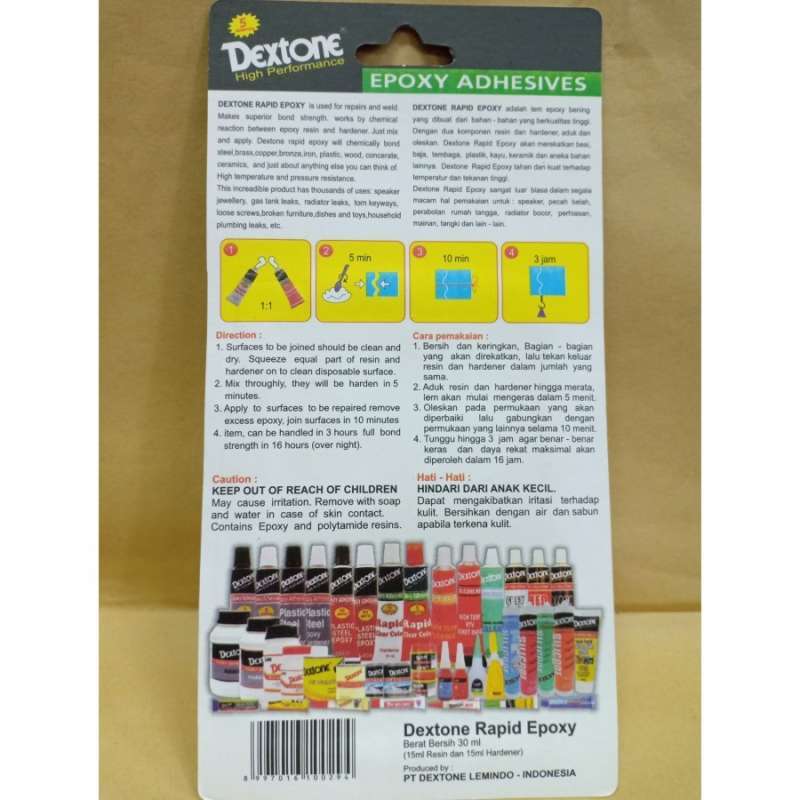 Promo Lem Epoxy Rapid Dextone 5 Menit Bening/ Lem Campur Rapid Original ...