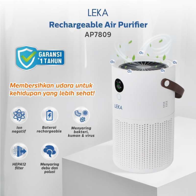 Promo LEKA AP7809 Portable Air Purifier (Rechargeable) - HEPA12 Filter ...