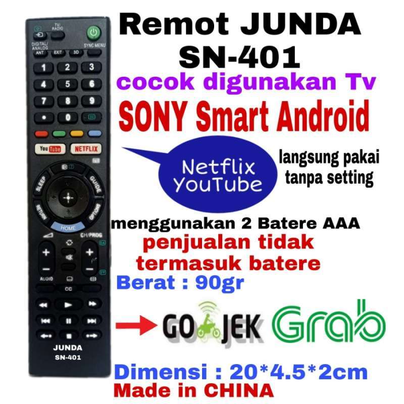 Jual REMOTE REMOT JUNDA 401-YT COCOK DI TV LED SONY BRAVIA SMART TV ...