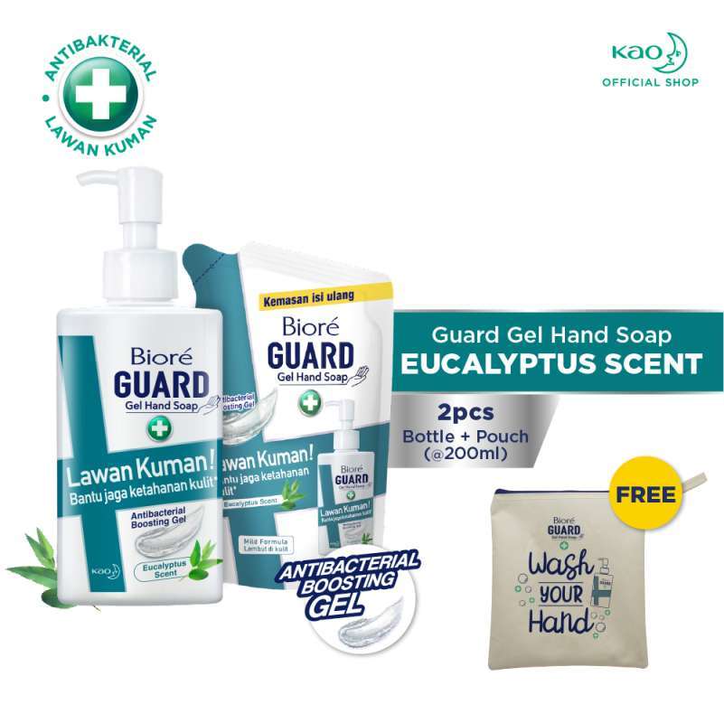 Jual Paket Biore Guard Hand Soap Eucalyptus Botol 200ml + Refill 200ml ...