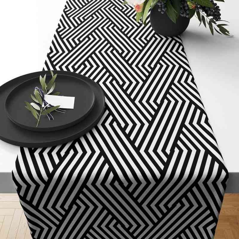 Jual Taplak Meja / Table Runner Motif Minimalis / Coffee / Hitam Putih ...