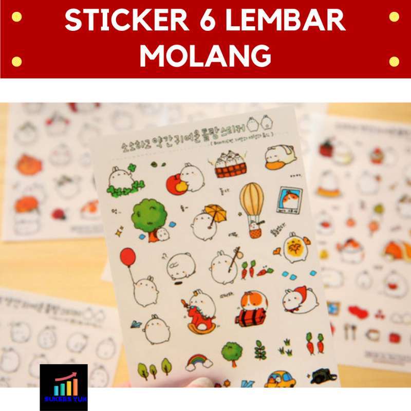 Jual SET Stiker Sticker MOLANG isi 6 lembar di Seller BellyStationery ...