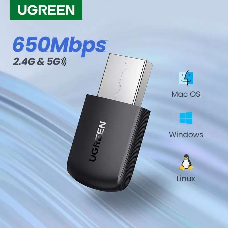 Jual Ugreen Adapter Wireless WiFi USB 2.4G & 5G Network Card 650Mbps ...