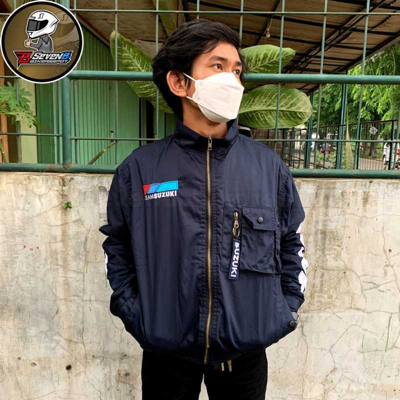Jual JAKET VINTAGE 2TAK 2 STROKE TEAM SUZUKI CLASSIC NAVY ORIGINAL ...