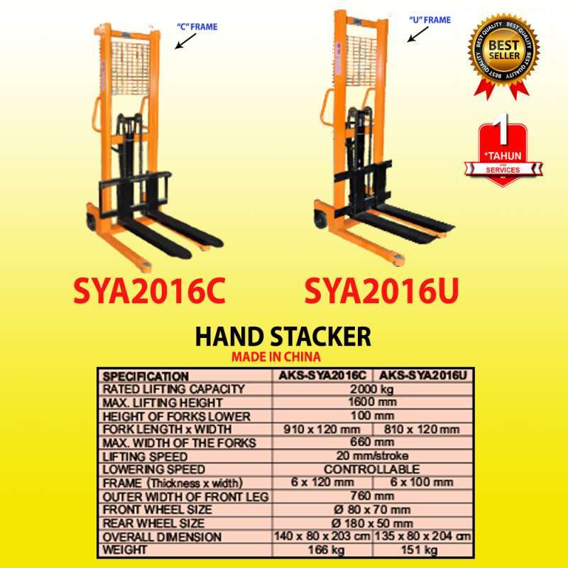 Jual Alat Angkat Barang Hand Stacker Lift Forklift 2 Ton 1,6 M U Frame ...