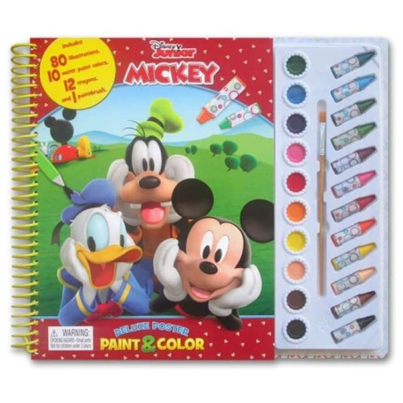Jual Disney Junior Mickey Mouse Deluxe Poster Paint & Color Book (80 ...