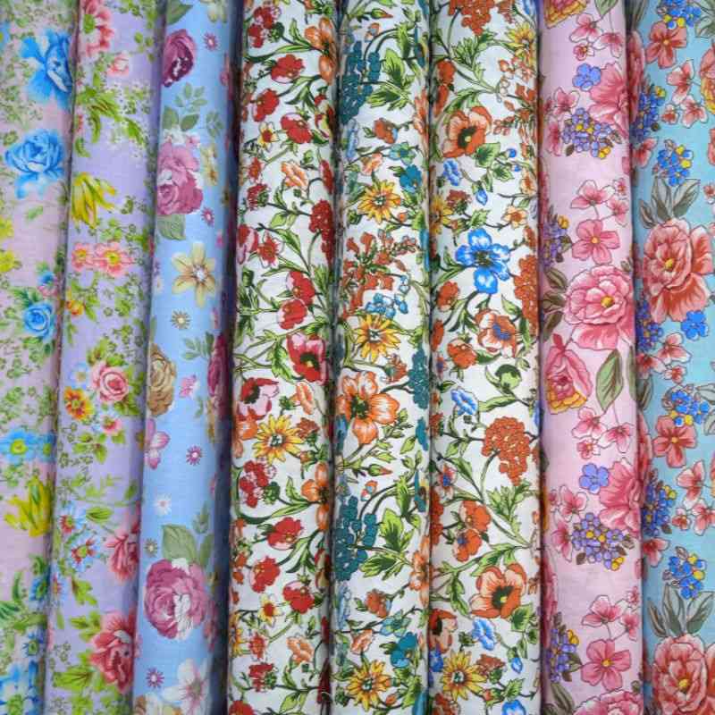 Jual [1 meter] kain katun lokal motif bunga kain katun 100% kain katun ...