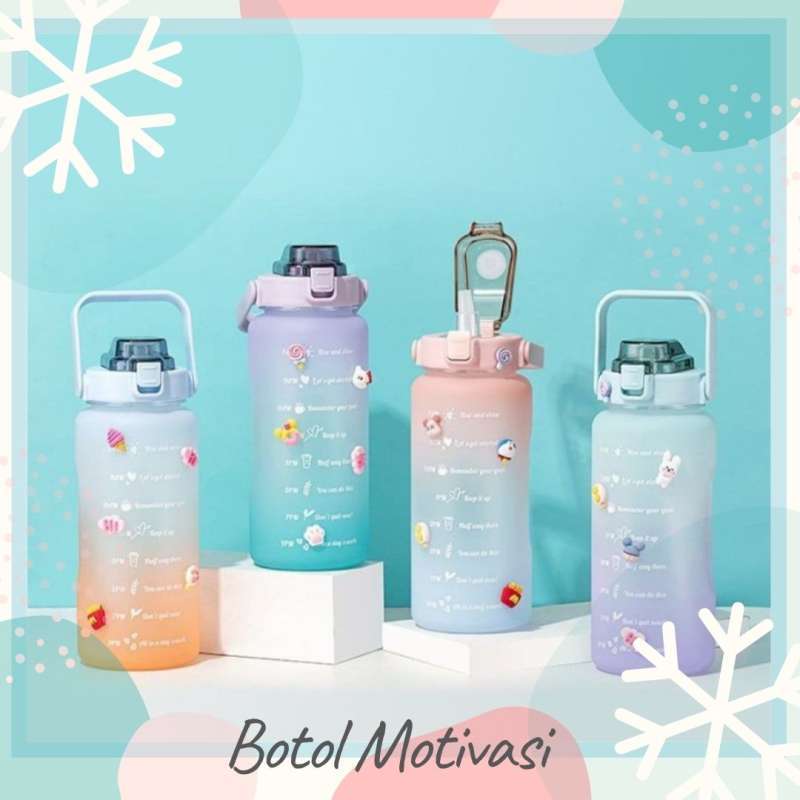 Jual Botol Minum Motivasi dengan Penanda Waktu Kapasitas Sport Straw ...