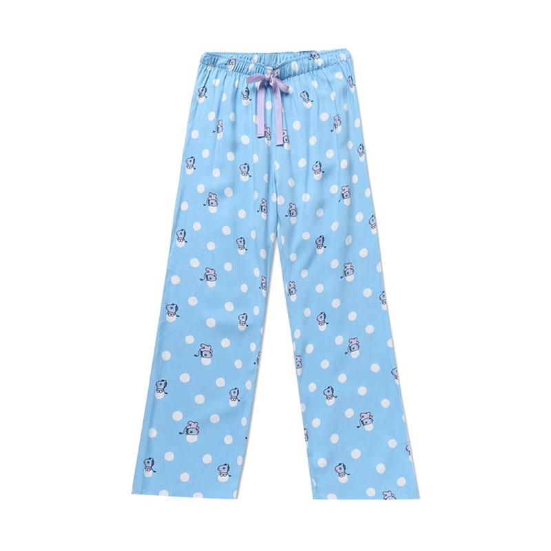 Jual BT21 x HUNT Mang Woven Pajama Pants Wanita - Biru - Biru-blue S di ...
