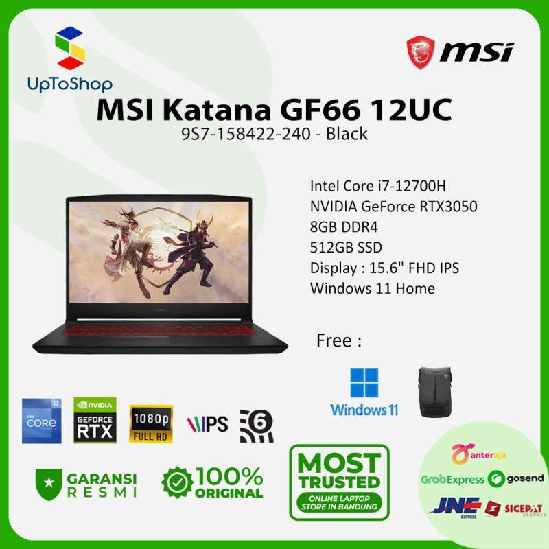 Jual MSI Katana GF66 12UC 9S7-158422-240 i7-12700H 8GB 512GB RTX3050 W11 - Black di Seller Up To ...