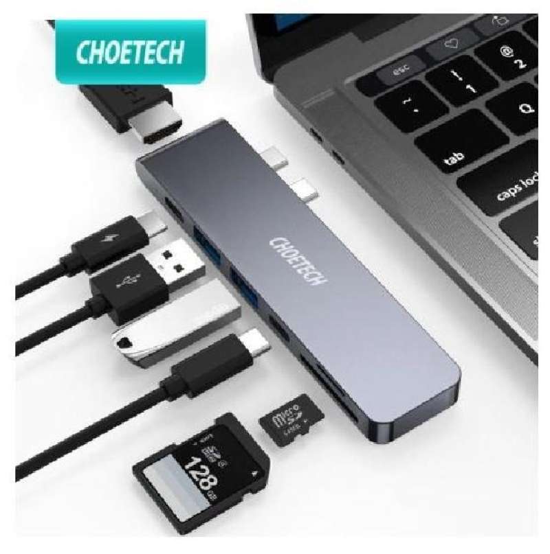 Jual Choetech 7 In 1 Hub Usb C To Hdmi Adapter 4K Thunderbolt 3 For Mac ...
