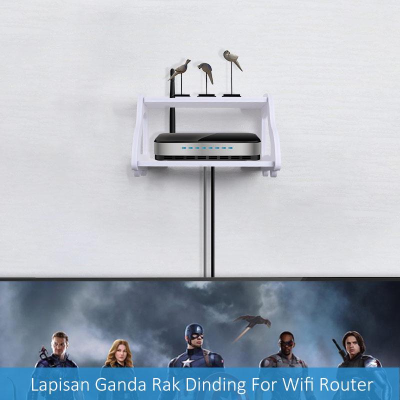 Jual Freemir Double Layer White Floating Wall Shelves for Wifi Router ...