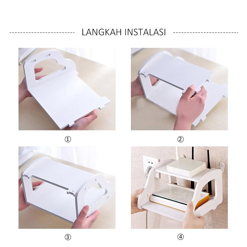 Jual Freemir Double Layer White Floating Wall Shelves for Wifi Router ...