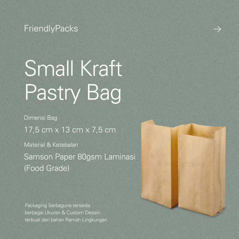 Jual Small Pastry Bag Packaging Kraft / Kemasan Kantong Kertas Roti di ...