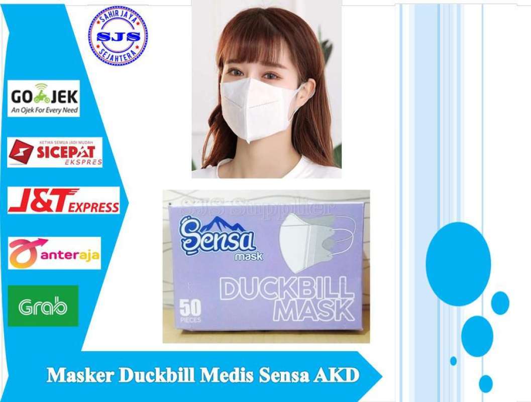 Jual Masker Medis Duckbill Dewasa Sensa Ijin Kemenkes RI AKD 1 Box isi ...