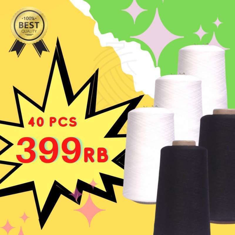 Jual Benang Polyester Warna PUTIH Berat 2 ONS - 40 pcs di Seller Toko ...