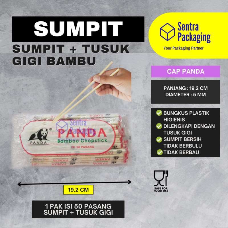 Jual Panda - Sumpit Bambu / Sumpit Mie Bakmie / Sumpit Steril Panda ...