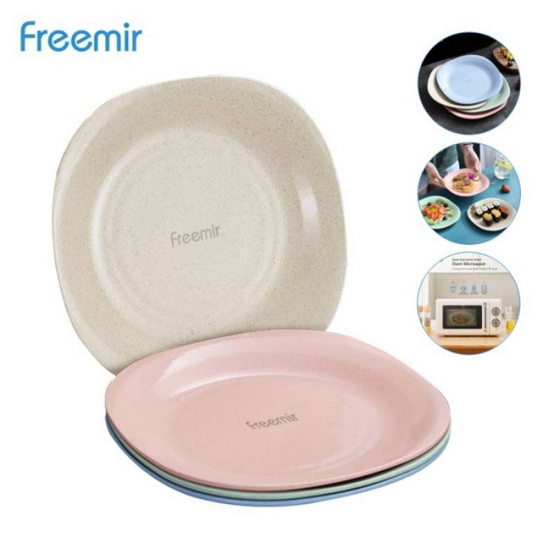 Promo freemir Piring Makan Wheat Straw Oval Plate Warna Warni Set 4 Pcs ...