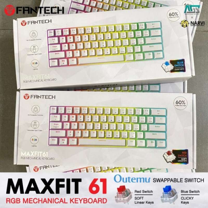 Jual Fantech Maxfit61 Mk857 60% (White) Wired Mechanical - Gaming ...