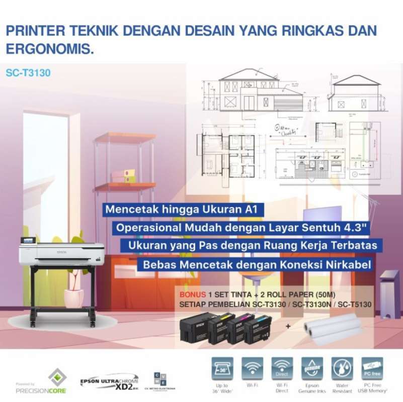 Jual Printer Epson Surecolor Sc-t3130 Sure Color Sc T3130 Stand Plotter A1 24inci Di Seller Mall ...