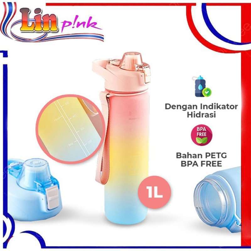 Jual LP Botol Minum Tumbler Unik Botol Motivasi 1000ML Gradient Gradasi ...