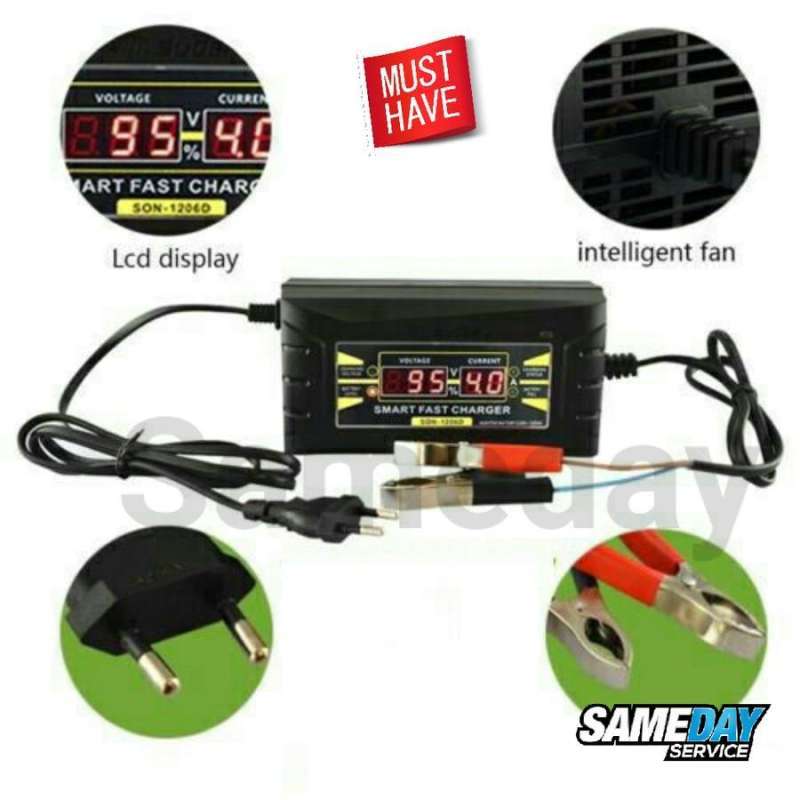 Jual Smart Fast Charger Accu Battery 12V 6A Cas Aki Mobil Motor - Hitam ...