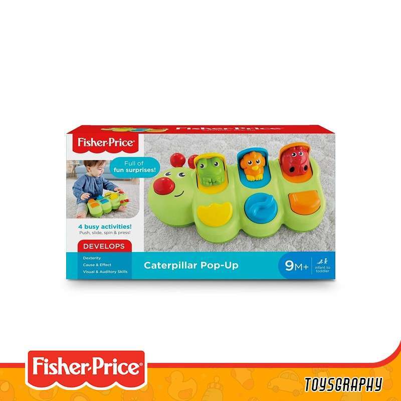 Jual Fisher Price Baby Caterpillar Pop up Mainan Bayi Block Stack Hide ...