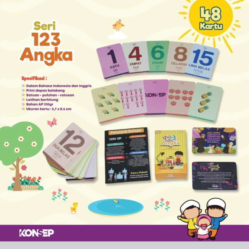Promo Oem Flashcard Angka 123 - Kartu Edukasi - By Konsep Studio Diskon ...
