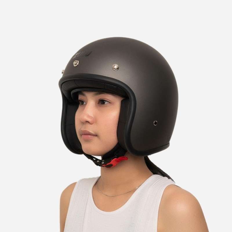 Promo Zulu Osiris Helmet Helm Gunmetal Rubber Retro Half Face Vespa ...