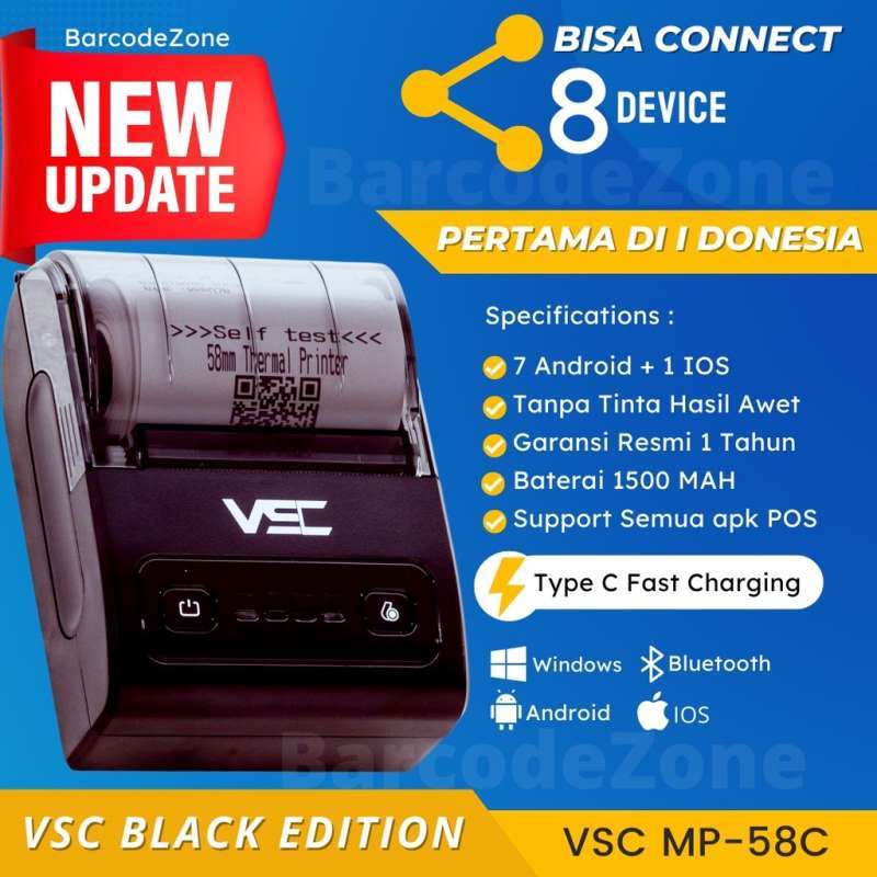 Jual PRINTER BLUETOOTH THERMAL STRUK KASIR VSC MP-58C - HITAM - CETAK PDF ALAMAT SHOPEE GAMBAR ...