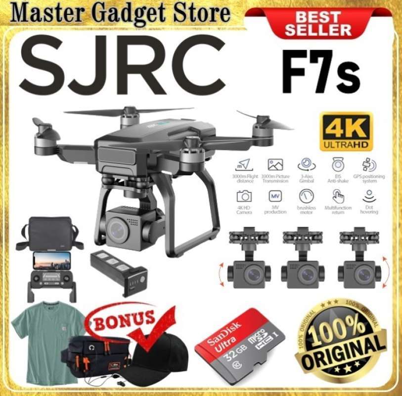 Jual RC DRONE SJRC F7S 4K PRO GPS 3KM 3 AXIS WIFI 5G EIS SENSOR ANTI ...