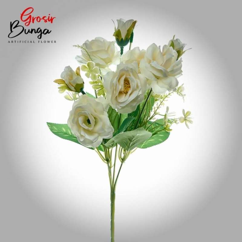 Jual Rose Bouquet Premium / Bunga Plastik Rose Bouquet Warna Putih di ...