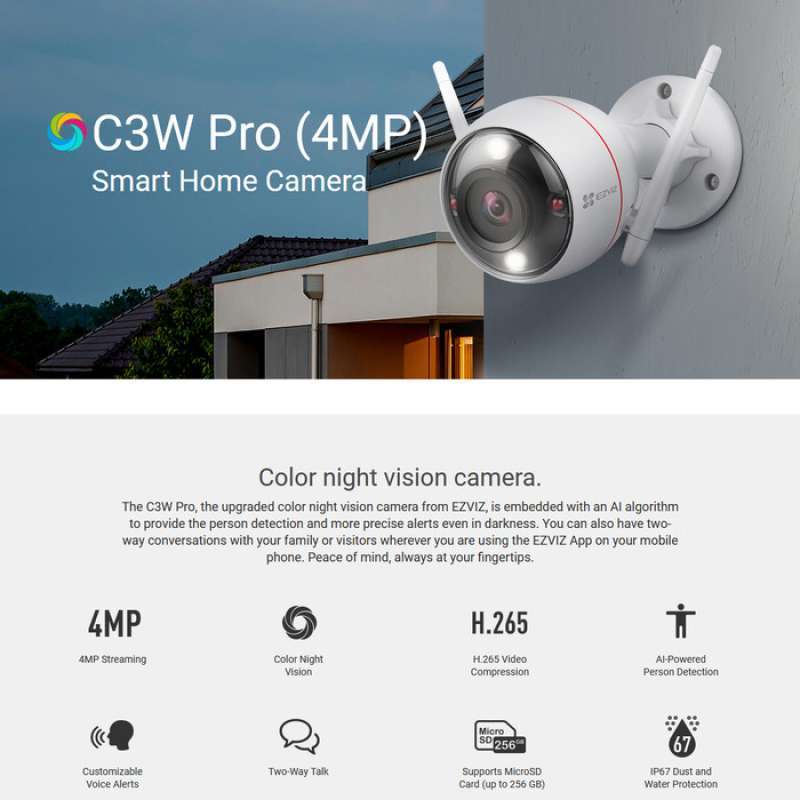 Promo Cctv Ezviz C3W Pro 4Mp Color Night Vision Ip Camera - Garansi ...