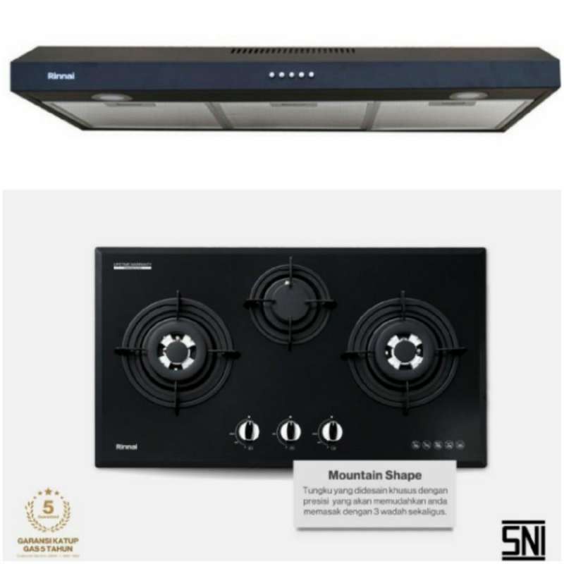 Jual BUNDLING Rinnai Kompor 3 Tungku RB 773 ROG + Cooker Hood 90cm RH 229 B di Seller Gramapuri ...
