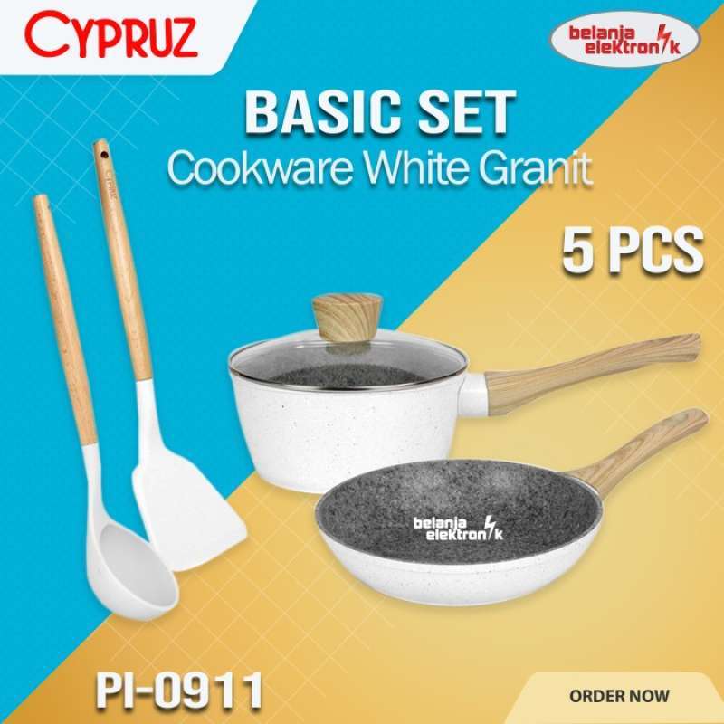 Jual CYPRUZ PI-0911 PAKET GRANITE COOKWARE / BASIC SET WHITE GRANITE di ...
